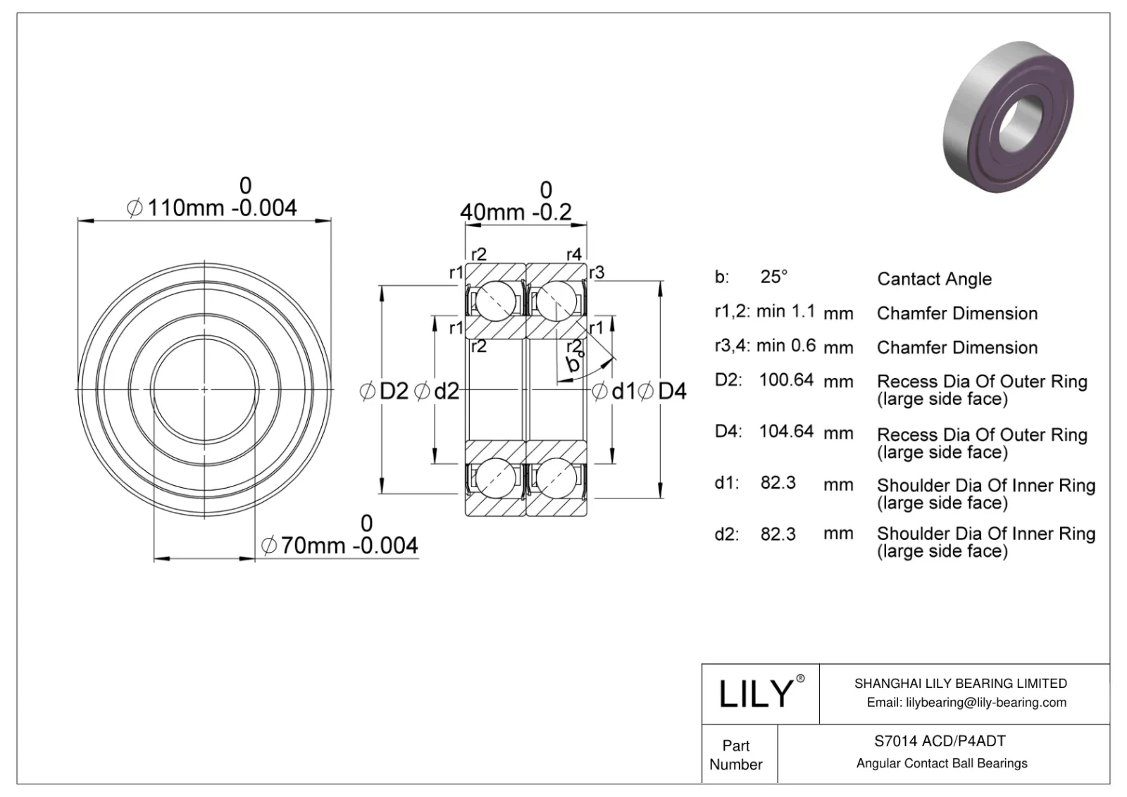 S7014 ACD/P4ADT | Super Precision Angular Contact Ball Bearings - SKF ...