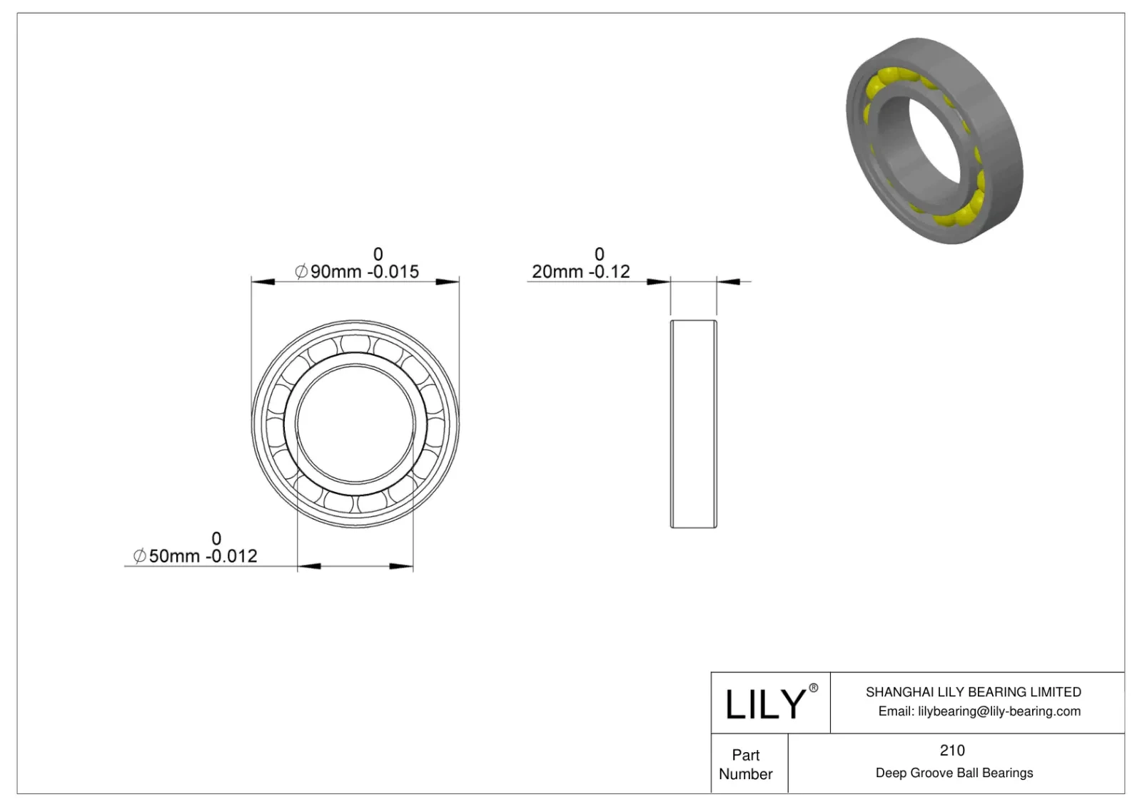 210MFF | Single Row Deep Groove Ball Bearings - SKF | LILY Bearing