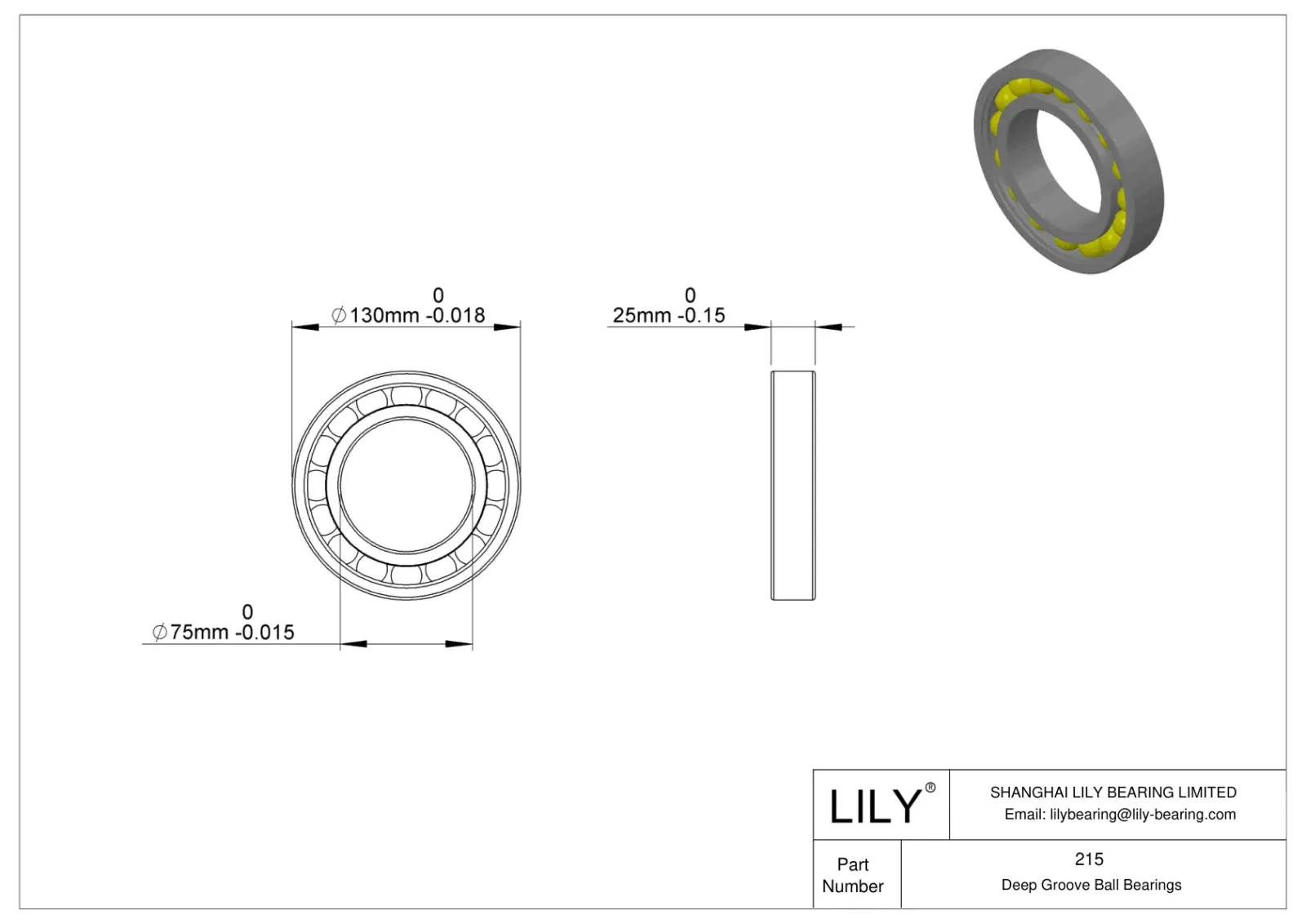 215MFF | Single Row Deep Groove Ball Bearings - SKF | LILY Bearing