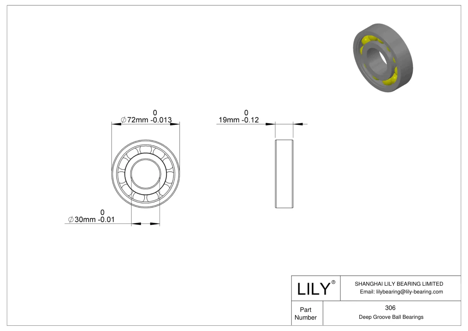 306MFG | Single Row Deep Groove Ball Bearings - SKF | LILY Bearing