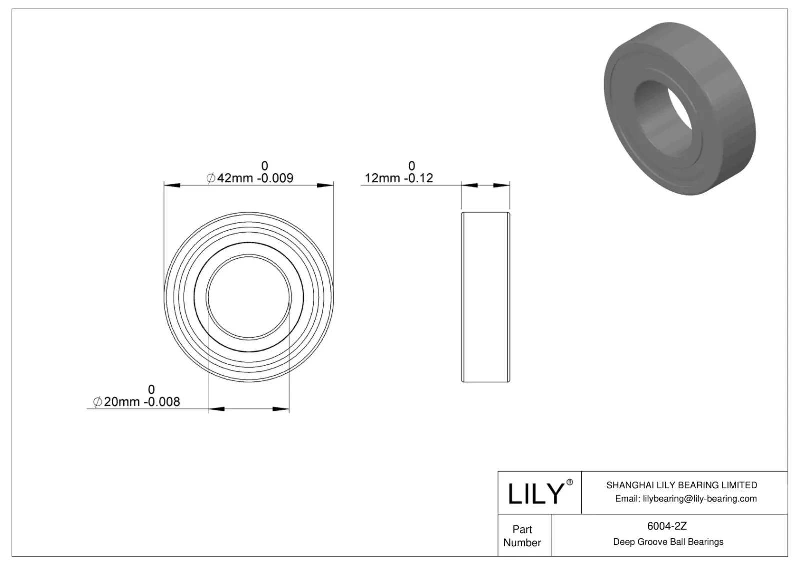 6004-2Z | Single Row Deep Groove Ball Bearings - SKF | LILY Bearing