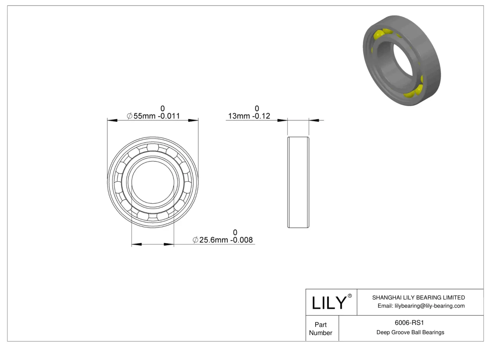 6006-RS1 | Single Row Deep Groove Ball Bearings - SKF | LILY Bearing