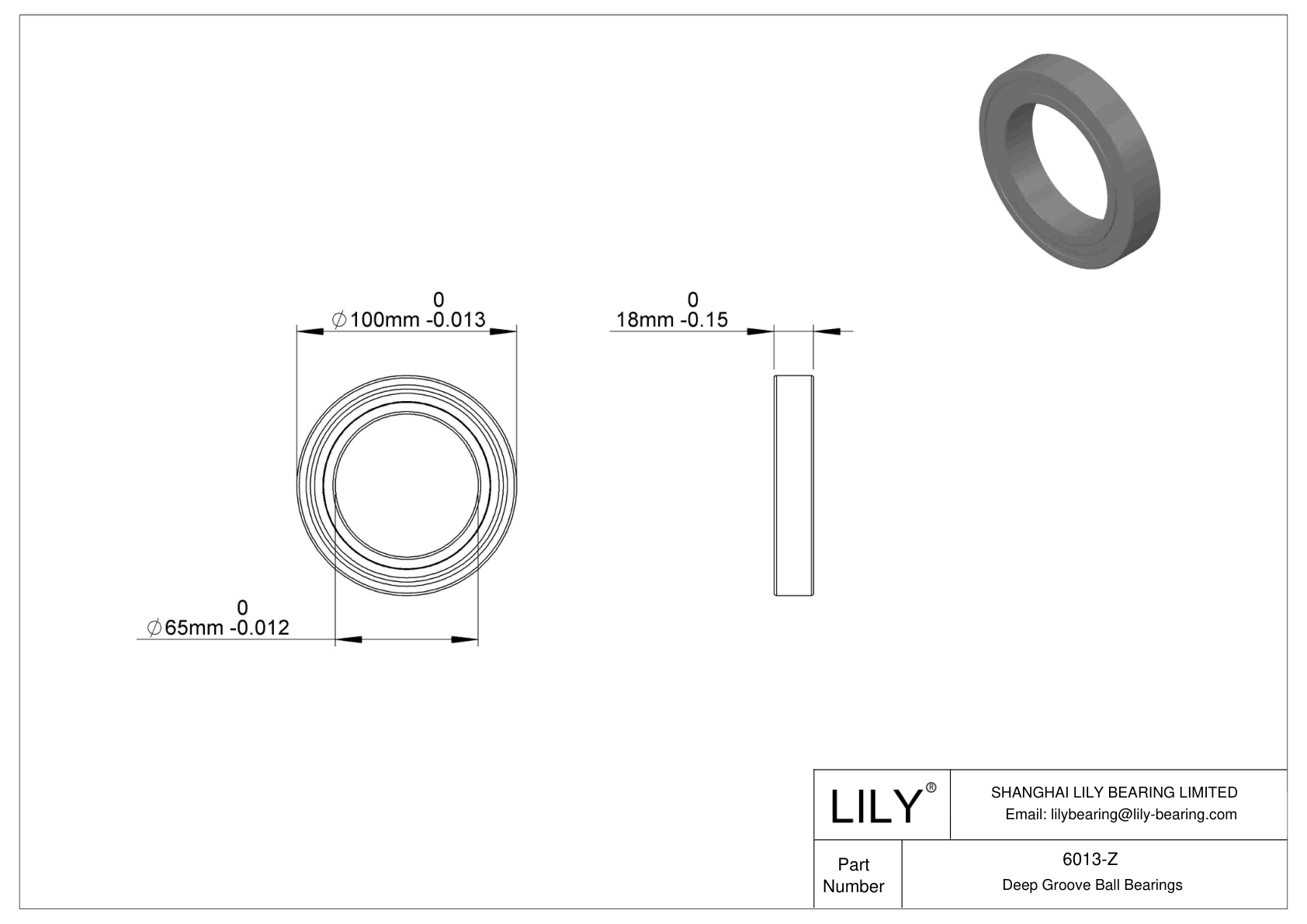 6013-Z | Single Row Deep Groove Ball Bearings - SKF | LILY Bearing
