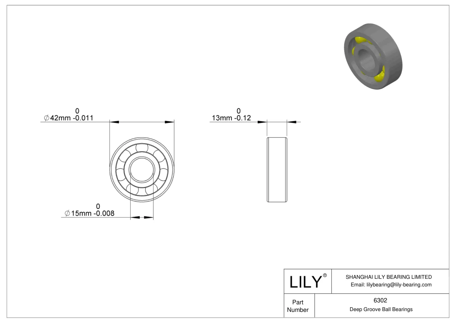 6302-ZTN9/LHT23 | Single Row Deep Groove Ball Bearings - SKF | LILY Bearing
