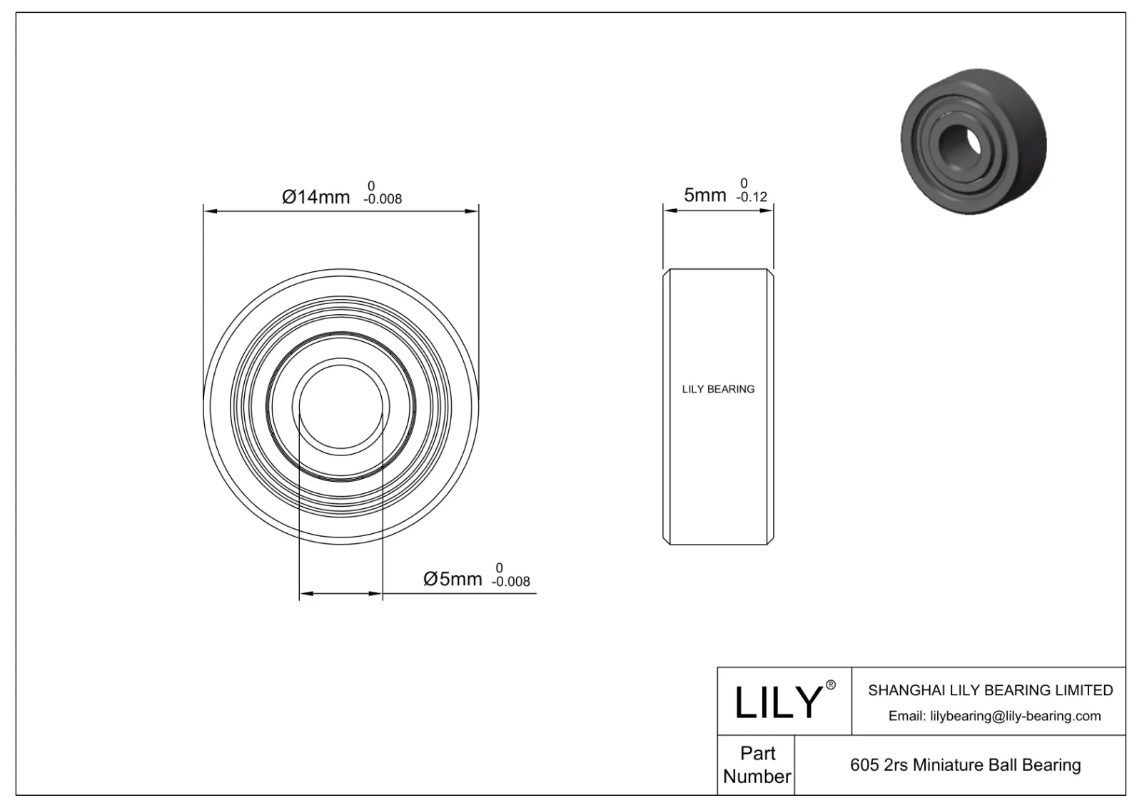 605 2rs | Metric Size Standard Miniature Ball Bearings | LILY Bearing
