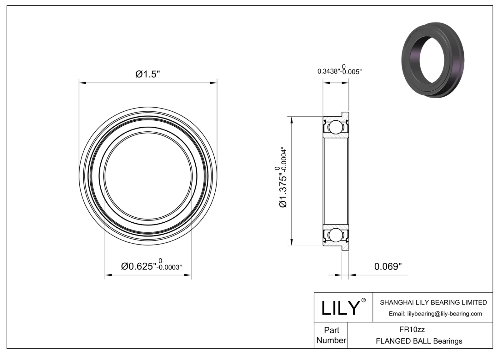 FR10zz | Standard Flanged Ball Bearings | LILY Bearing