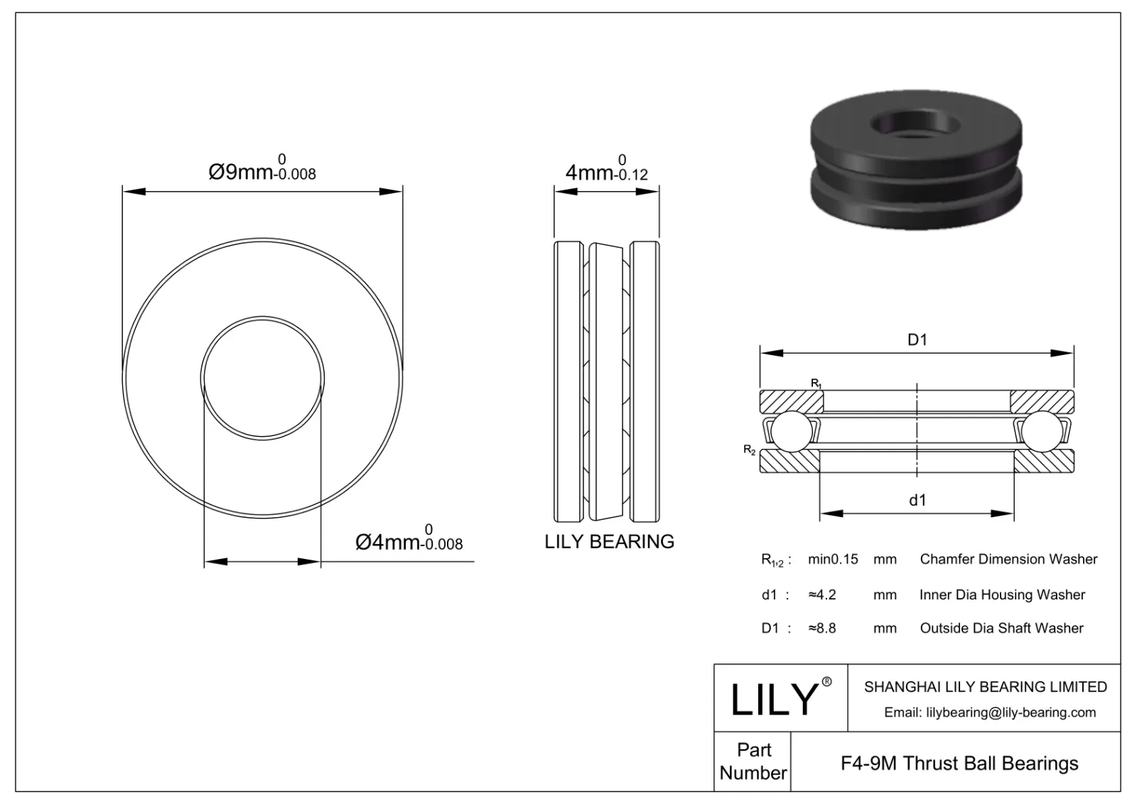 CEF4-9MSI | Silicon Nitride Ceramic Thrust Ball Bearings | LILY Bearing