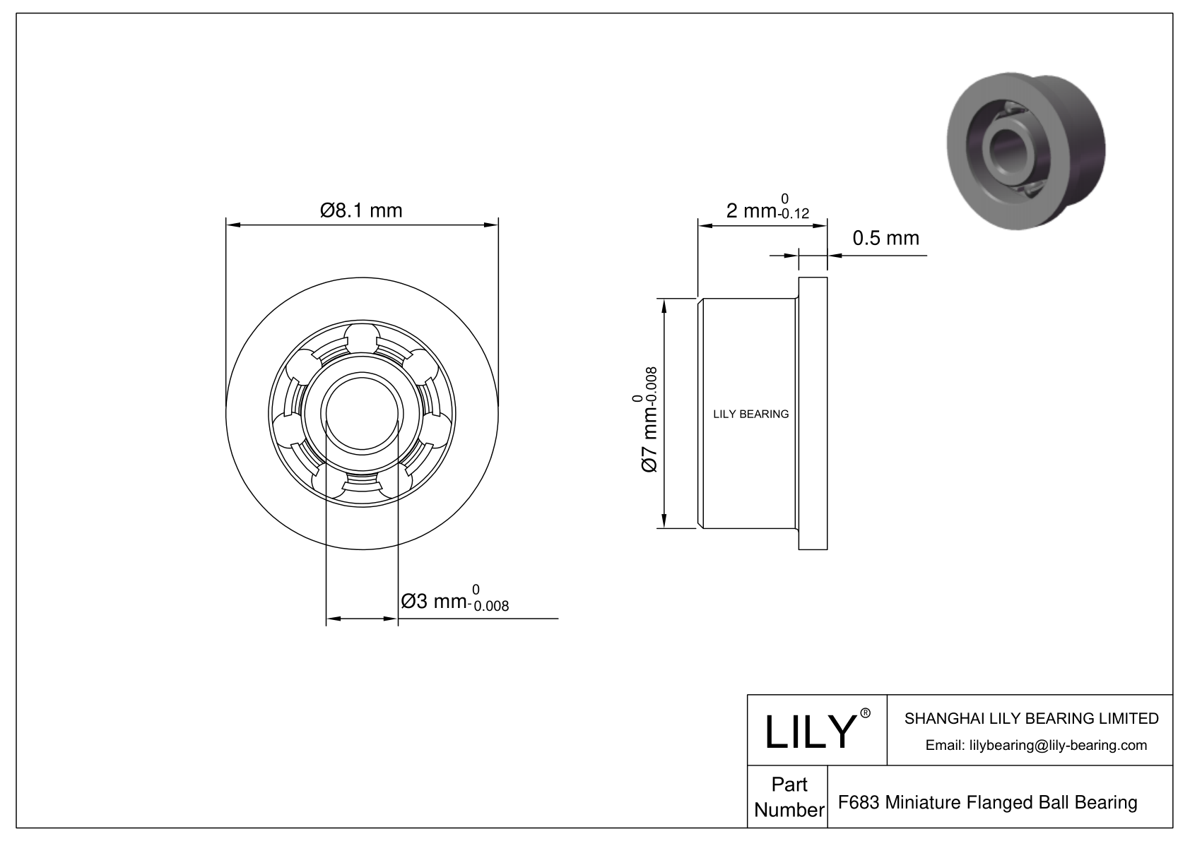 F683 | Metric Size Miniature Flanged Ball Bearings | LILY Bearing