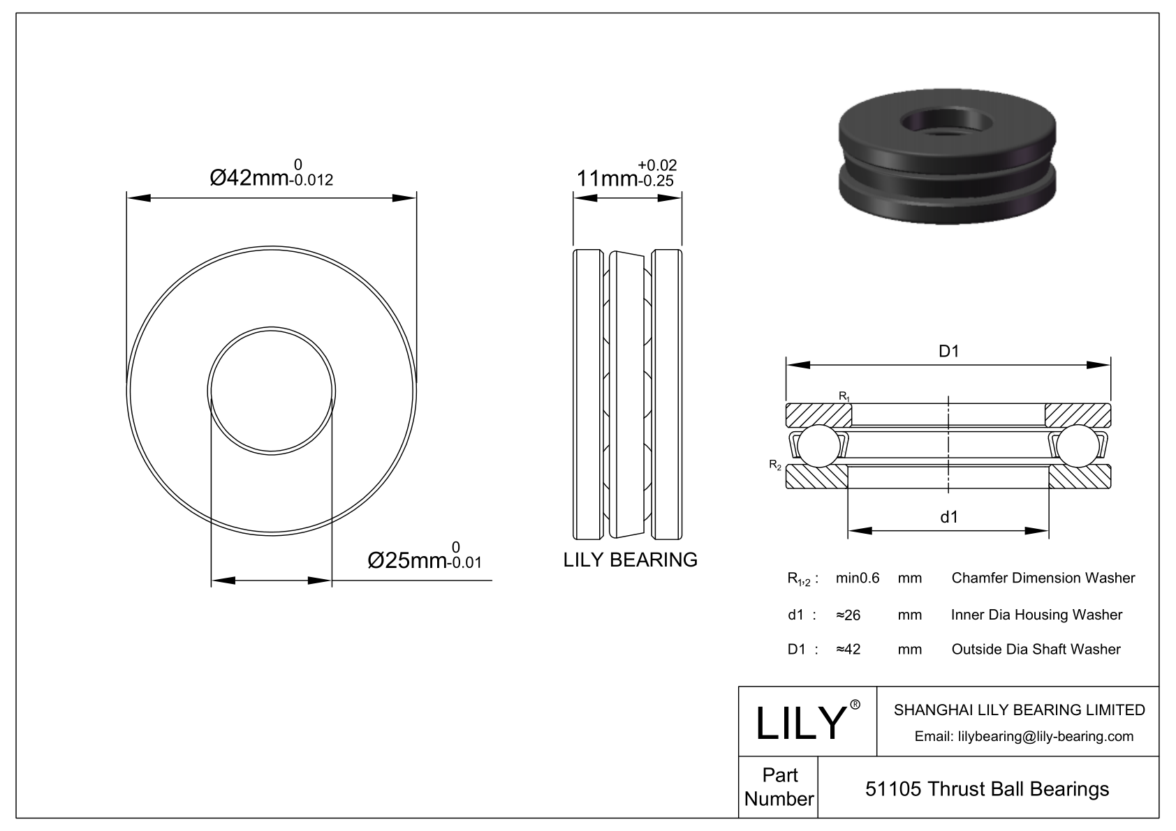 51105 | Metric Single Direction Thrust Ball Bearing - SKF | LILY Bearing