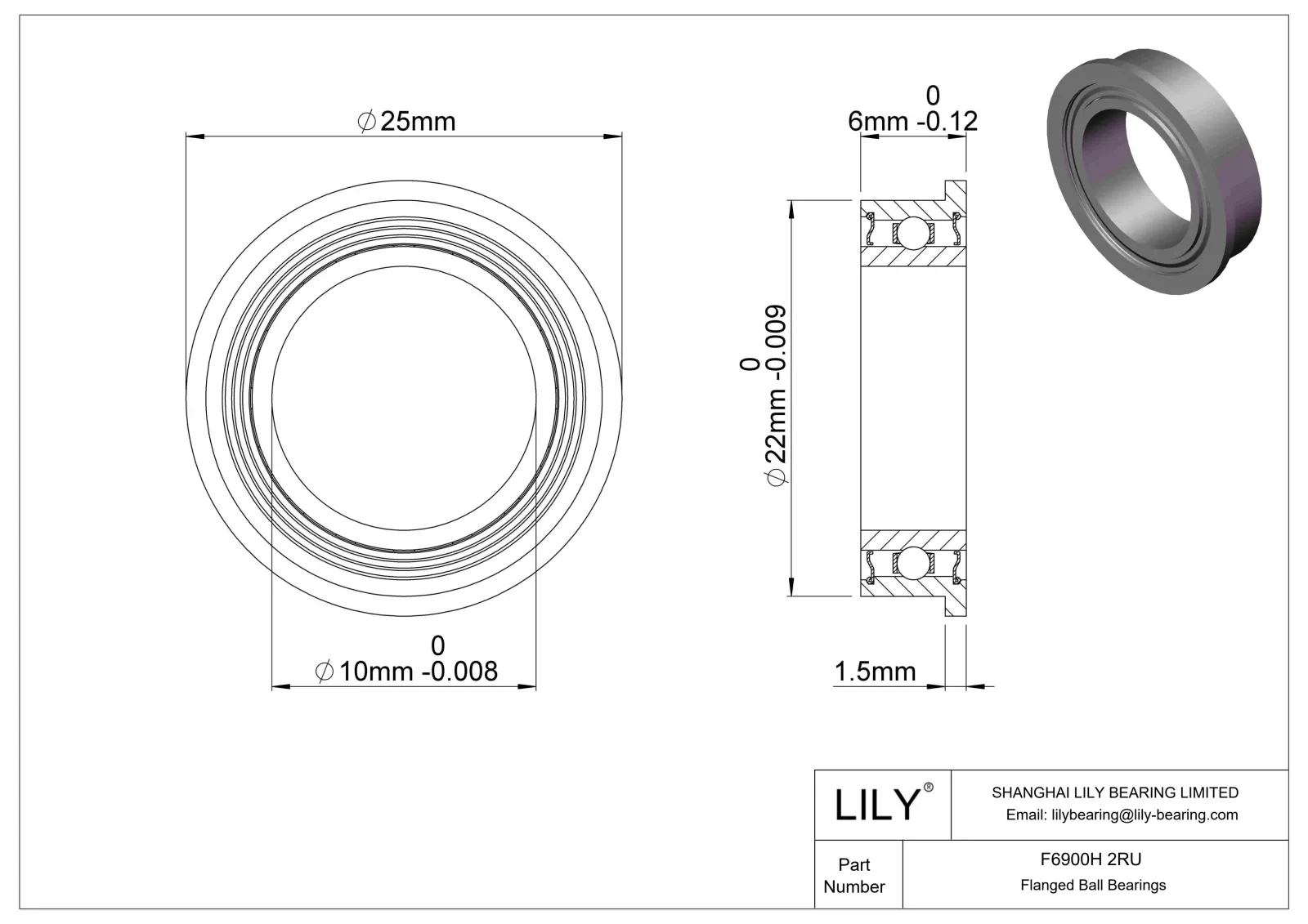 F6900H 2RU | Flanged Extra Thin Section Bearings - EZO | LILY Bearing