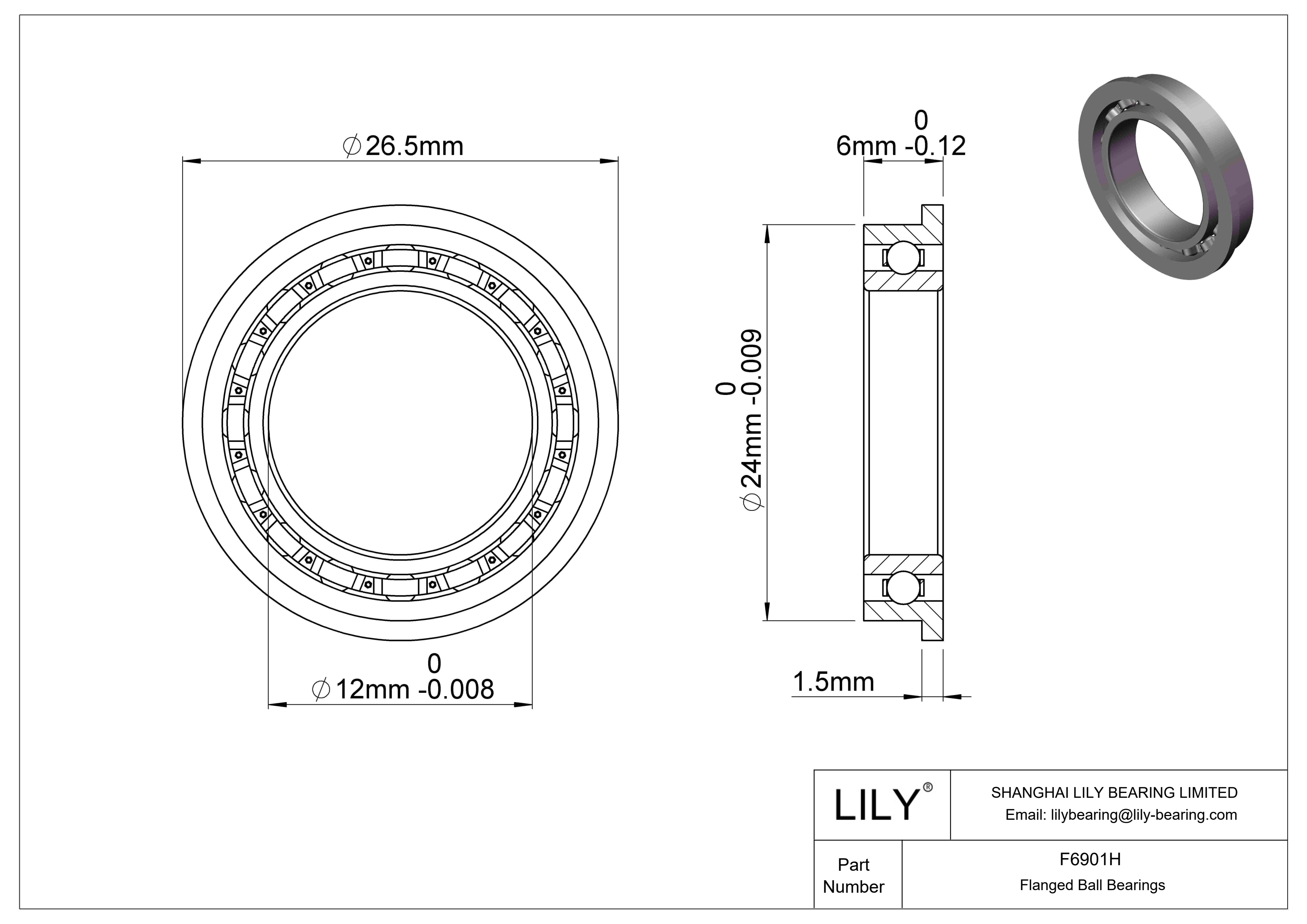F6901H | Flanged Extra Thin Section Bearings - EZO | LILY Bearing