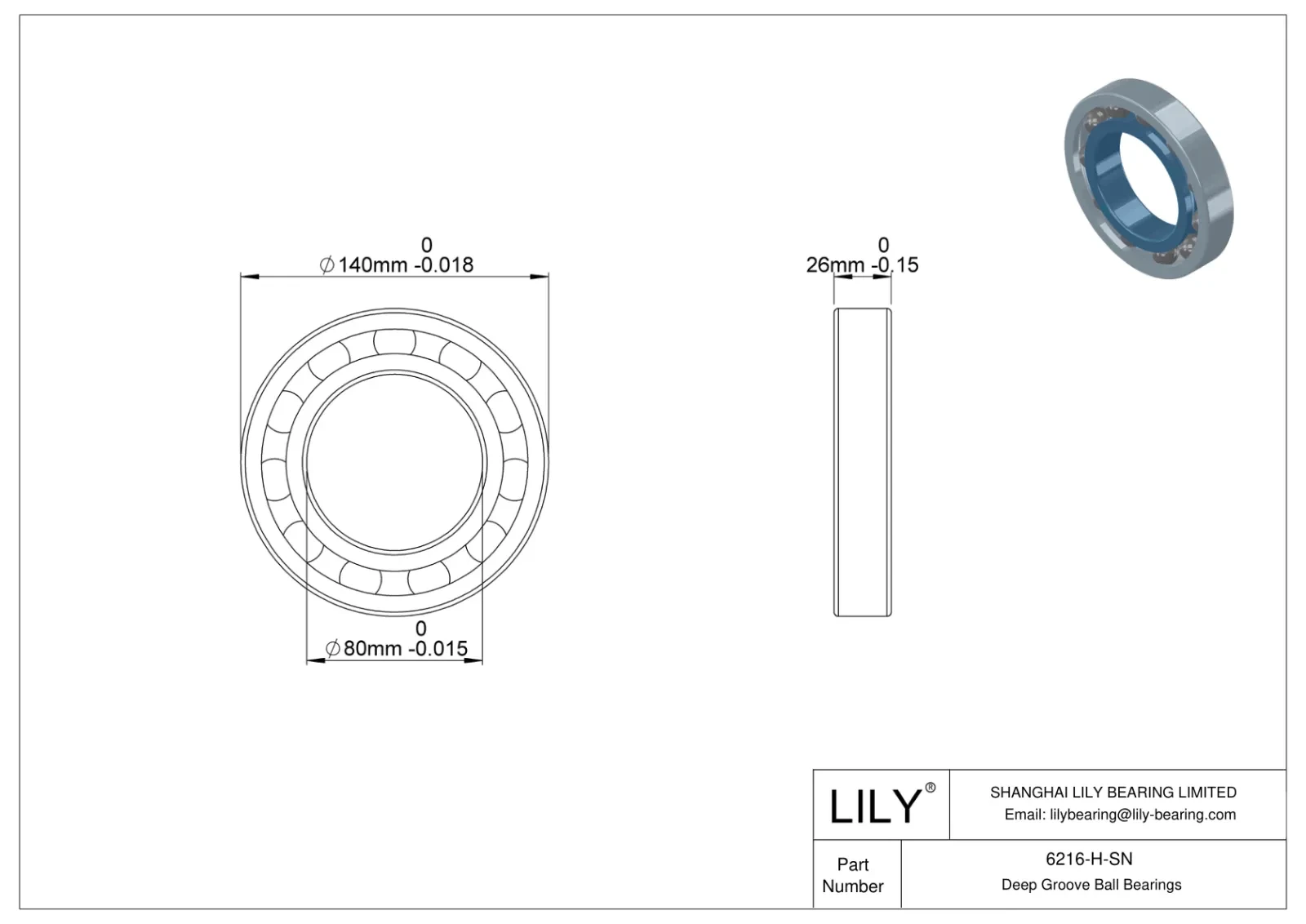 6216-H-SN | FAG General Deep Groove Ball Bearing - FAG | LILY Bearing
