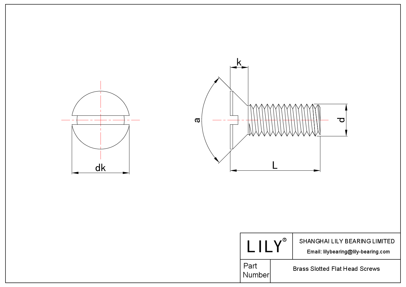 92451A106 | Brass Slotted Flat Head Screws | LILY Bearing