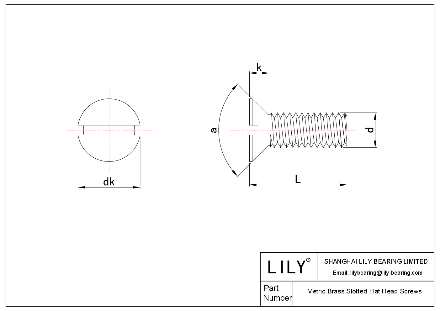 96686A353 | Metric Brass Slotted Flat Head Screws | LILY Bearing