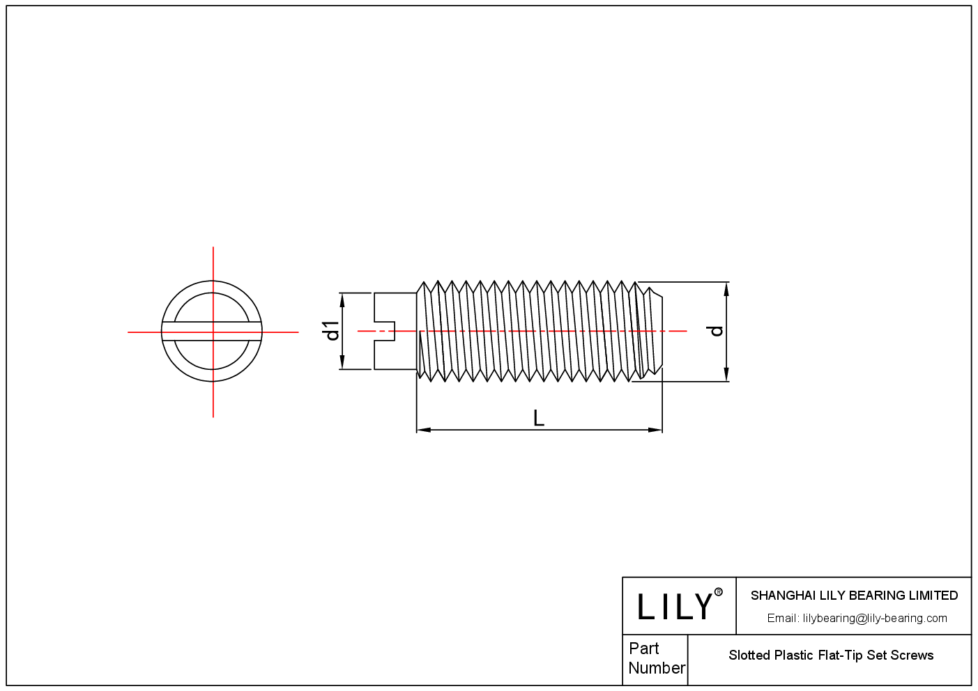 95862A144 | Slotted Plastic Flat-Tip Set Screws | LILY Bearing