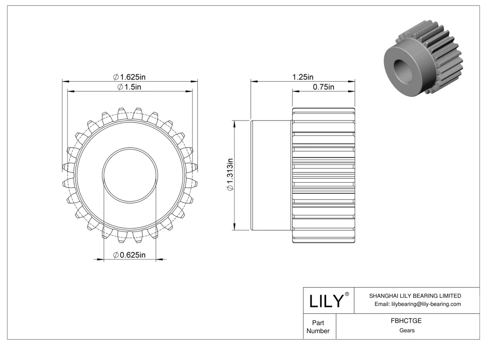5172T64 | Metal Inch Gears - 20° Pressure Angle | LILY Bearing