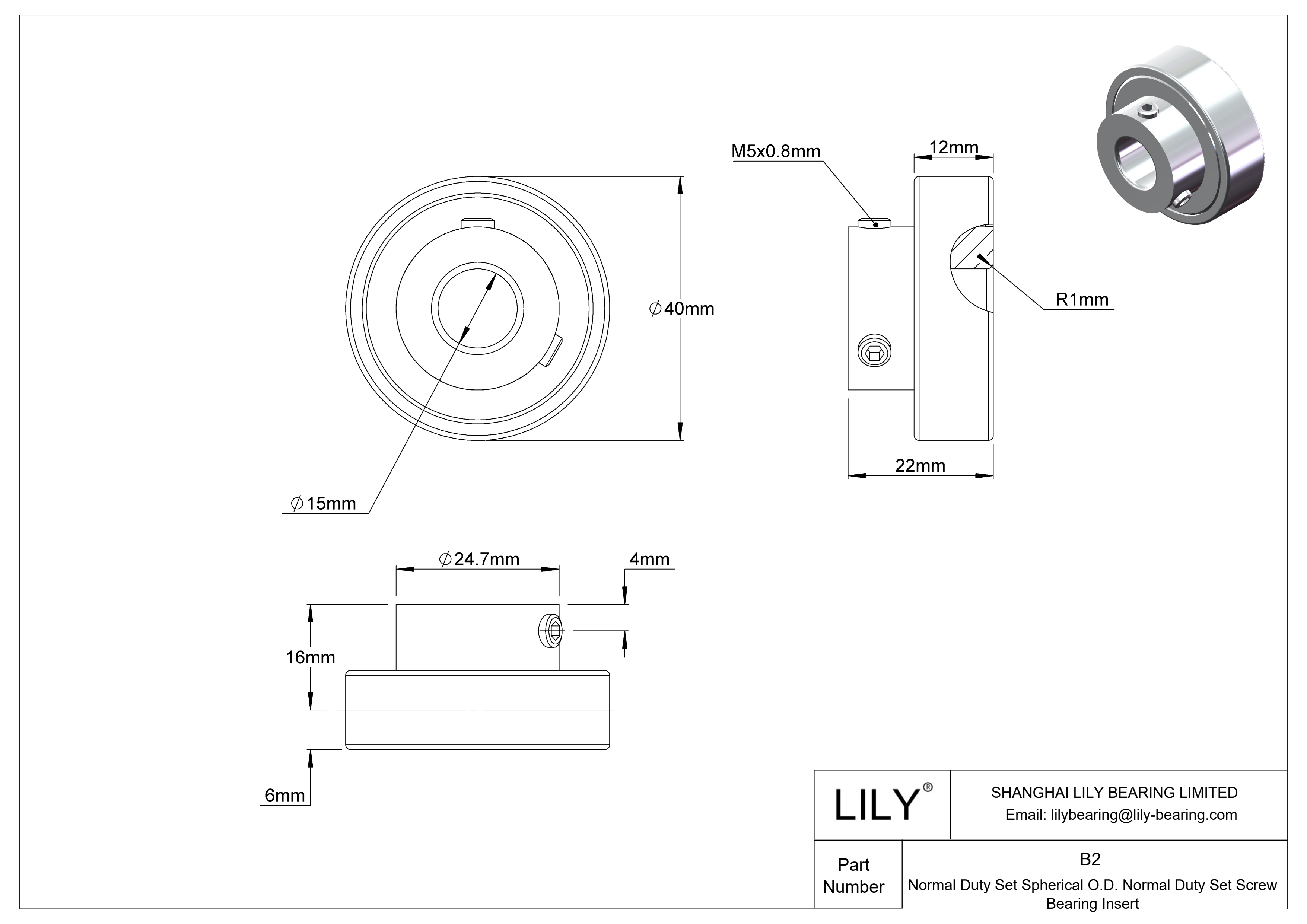 B2 | Normal Duty Set Spherical O.D. Normal Duty Set Screw Bearing ...