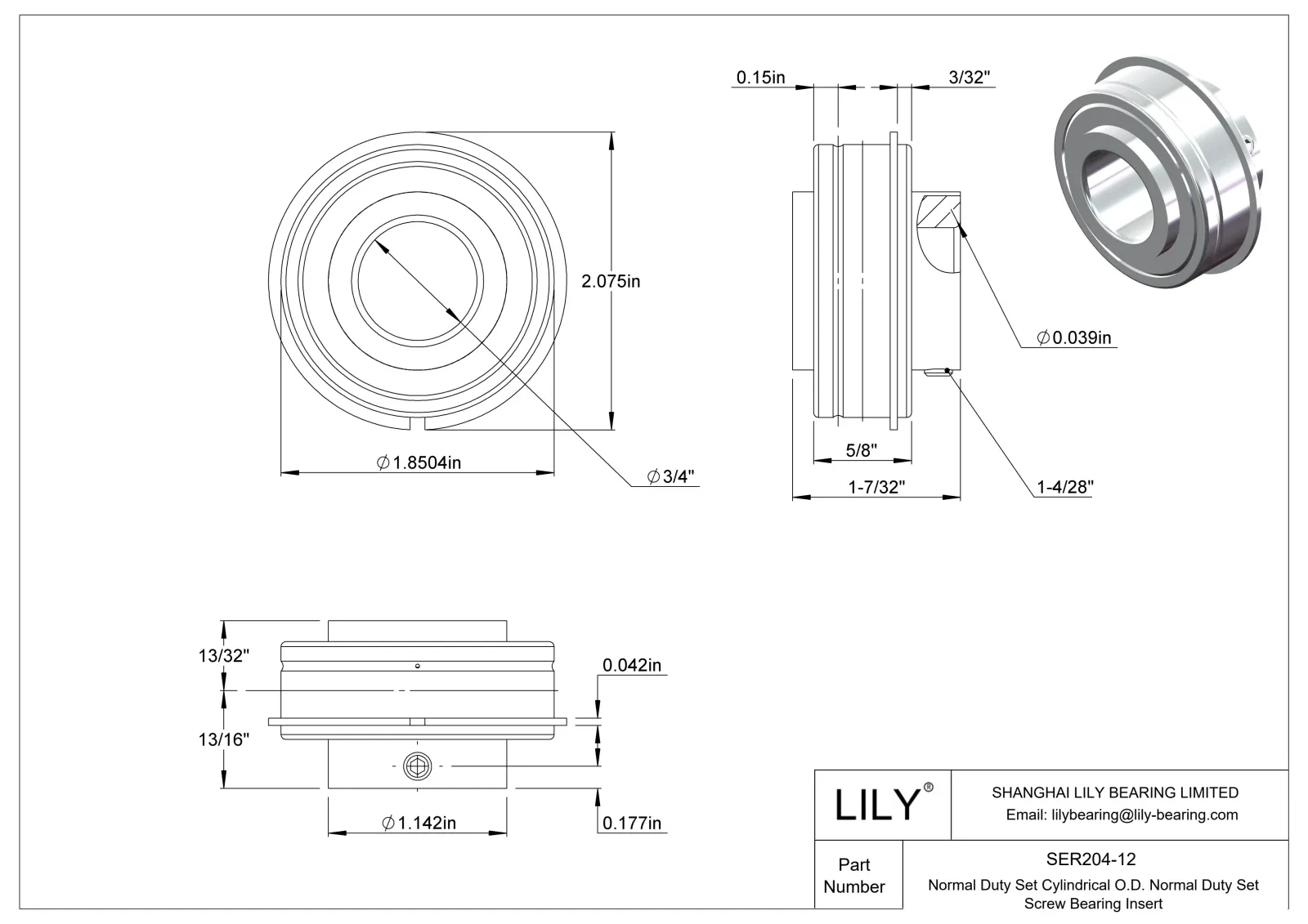 SER204-12 | Normal Duty Set Cylindrical O.D. Normal Duty Set Screw ...