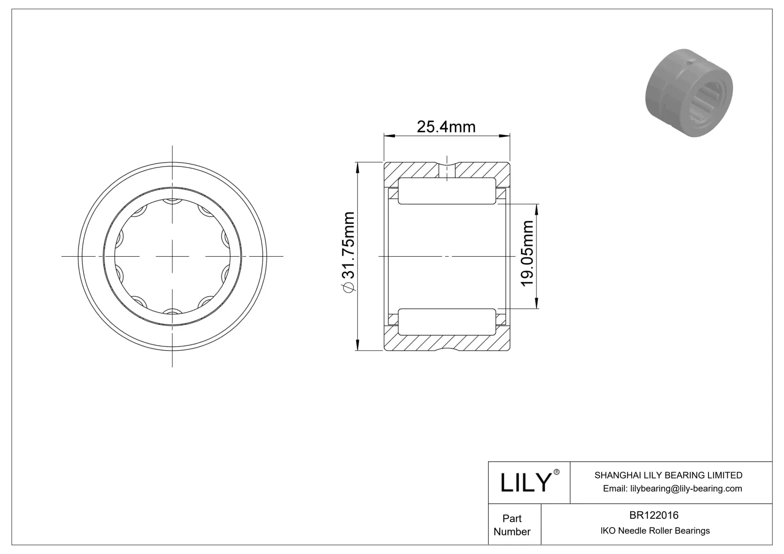 BR122016 | Machined Type Needle Roller Bearings - IKO | LILY Bearing