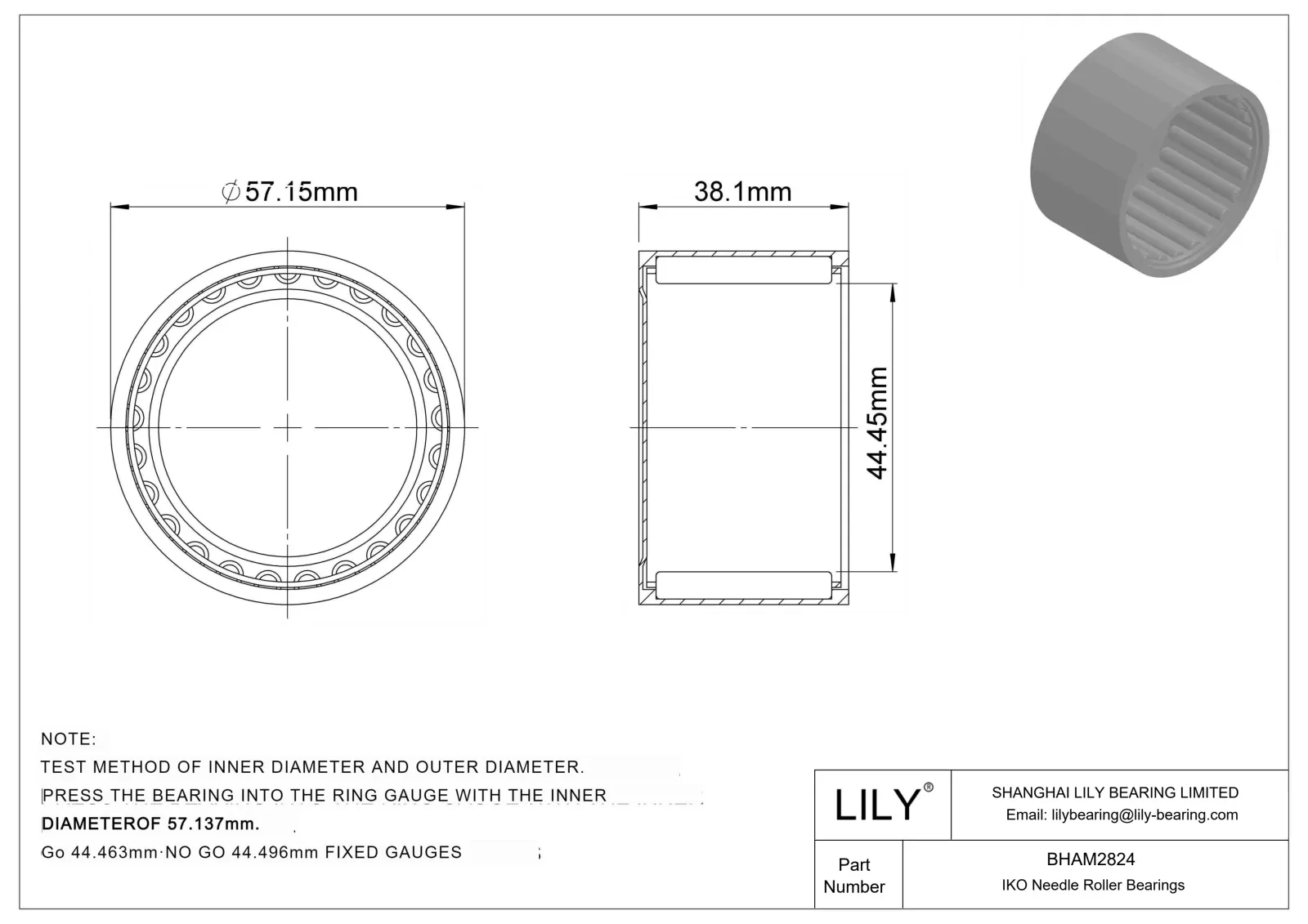 BHAM2824 | Shell Type Needle Roller Bearings - IKO | LILY Bearing