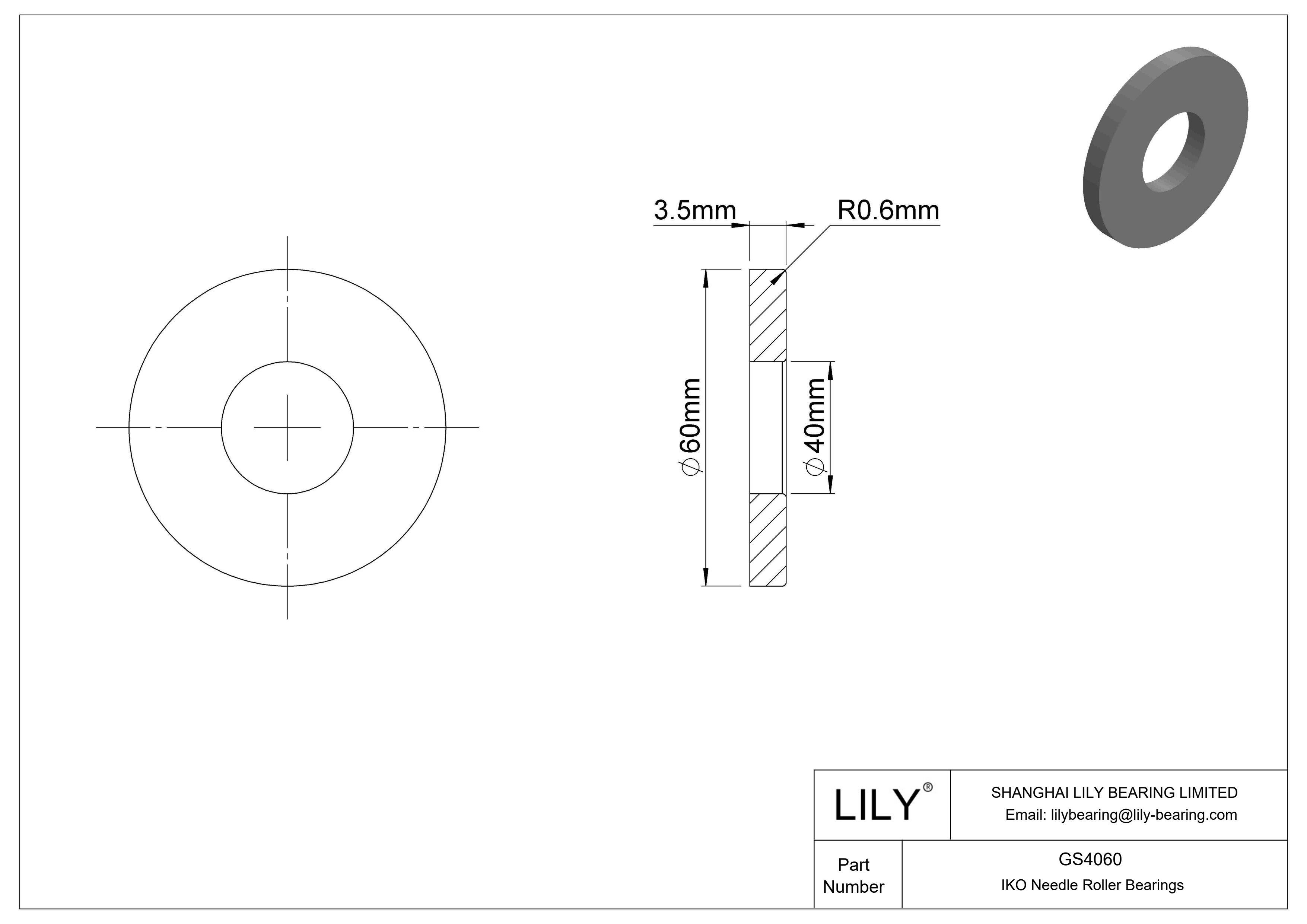 GS4060 | Rodamientos de empuje - IKO | LILY Bearing