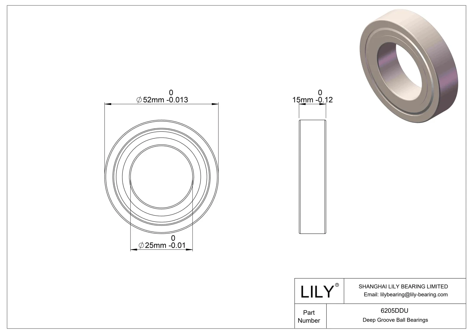 6205DDU | Nsk General Deep Groove Ball Bearing | LILY Bearing