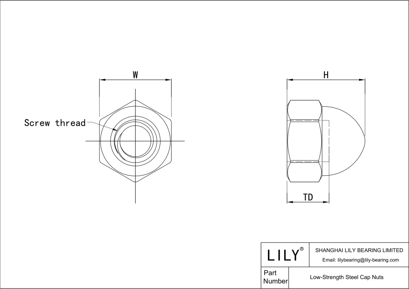 98667A695 | Low-Strength Steel Cap Nuts | LILY Bearing