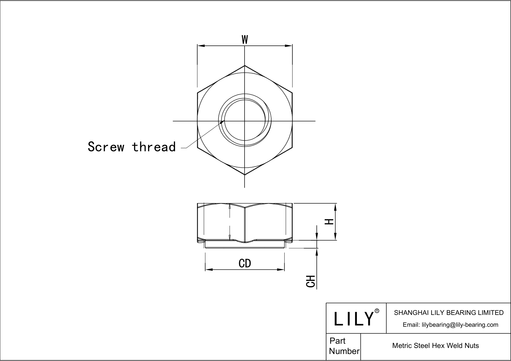 93337A310 | Metric Steel Hex Weld Nuts | LILY Bearing