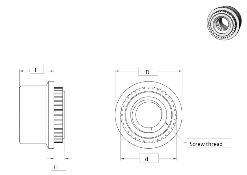 91835A216 | Nylon-Insert Press-Fit Locknuts for Sheet Metal | LILY Bearing
