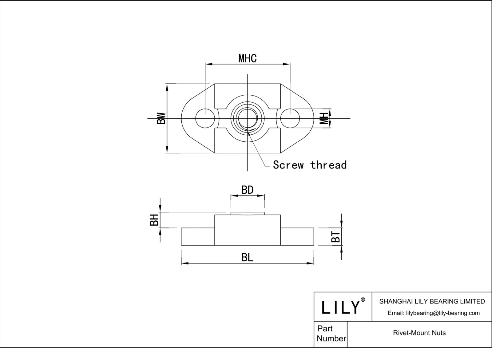 90857A133 | Rivet-Mount Nuts | LILY Bearing