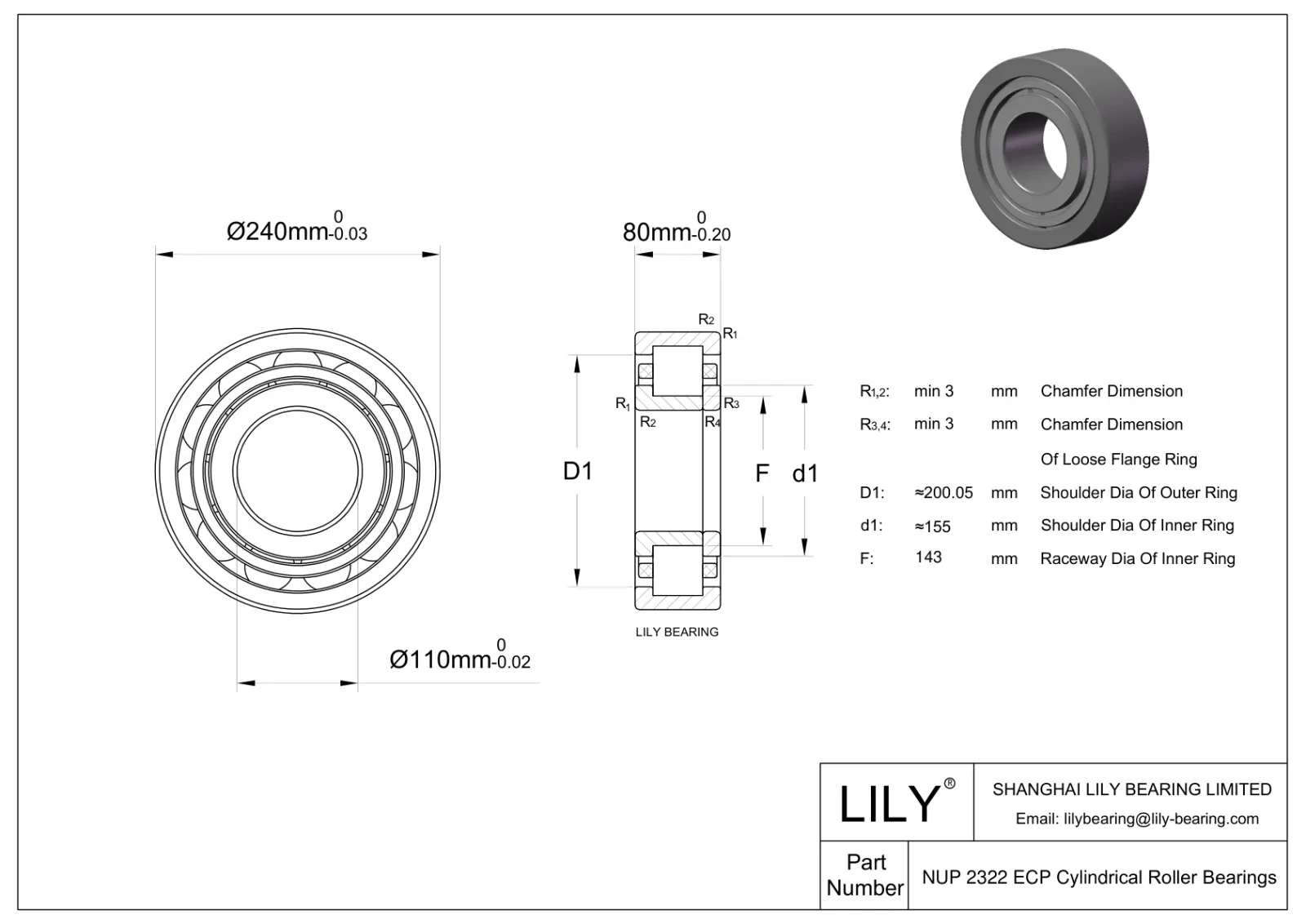 NUP 2322 ECP | Single Row Cylindrical Roller Bearings With Inner Ring ...