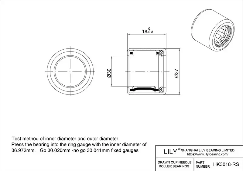 HK3018-RS | Drawn Cup Needle Roller Bearings - Schaeffler (INA) | LILY ...
