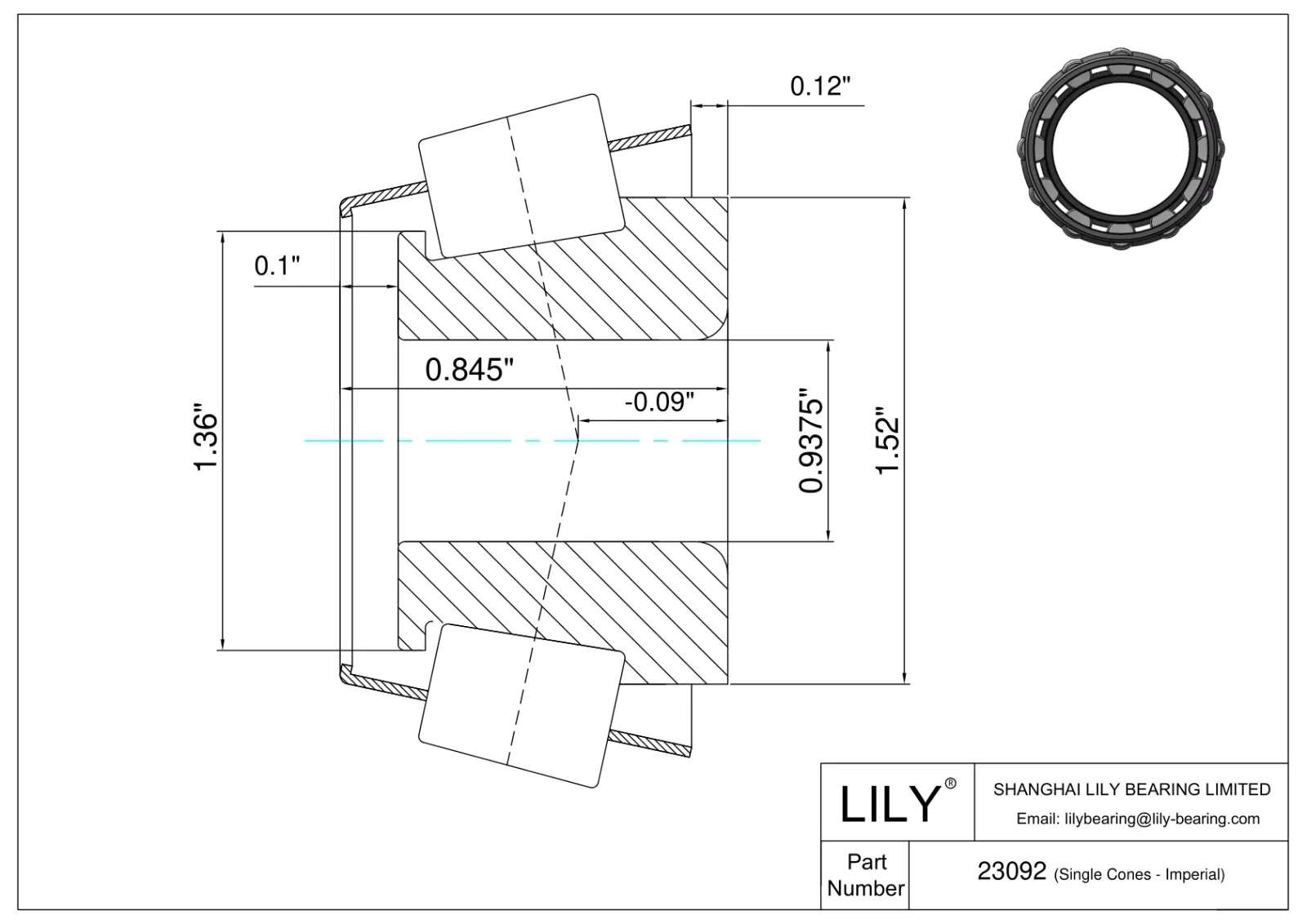 23092 | Single Cones (Imperial) - Timken | LILY Bearing