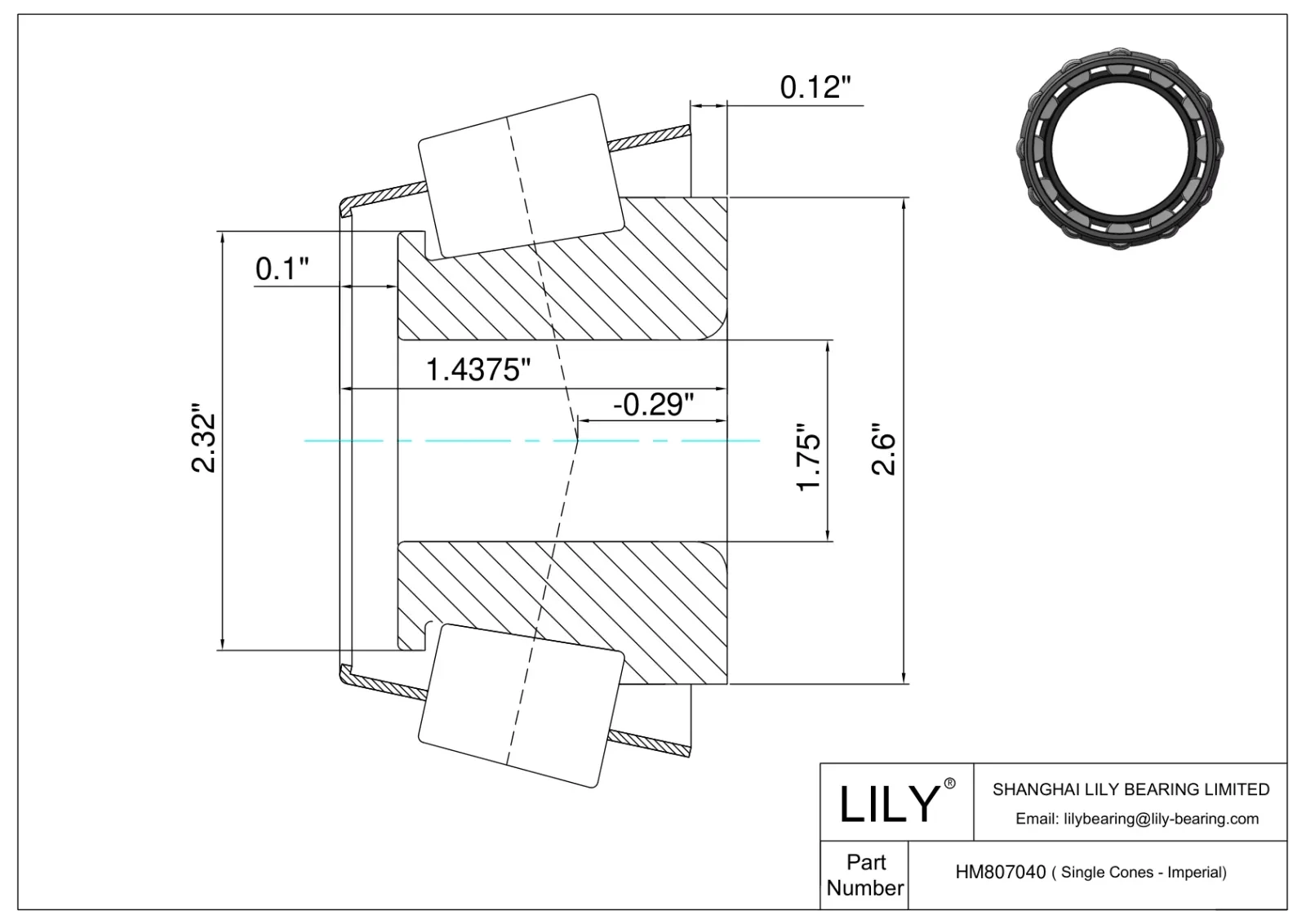 HM807040 | Single Cones (Imperial) - Timken | LILY Bearing