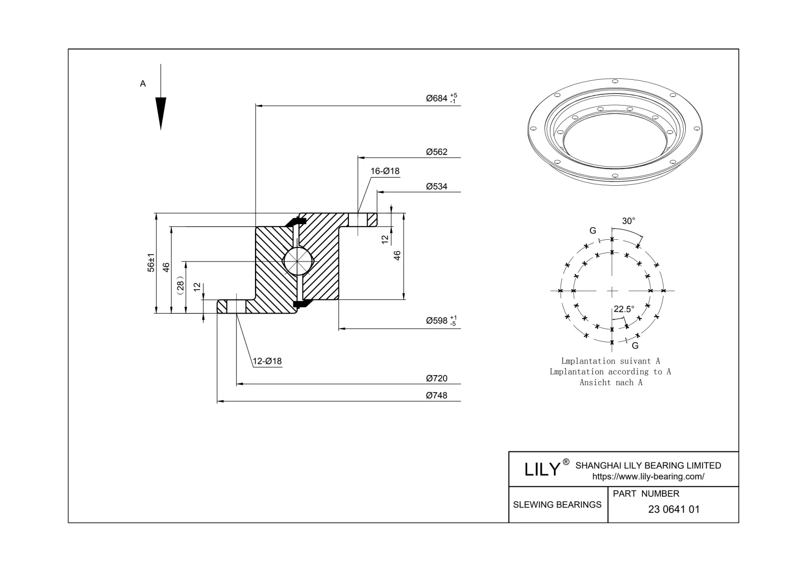 23 0641 01 | Four Point Contact Ball Slewing Ring Bearing - ROLLIX ...
