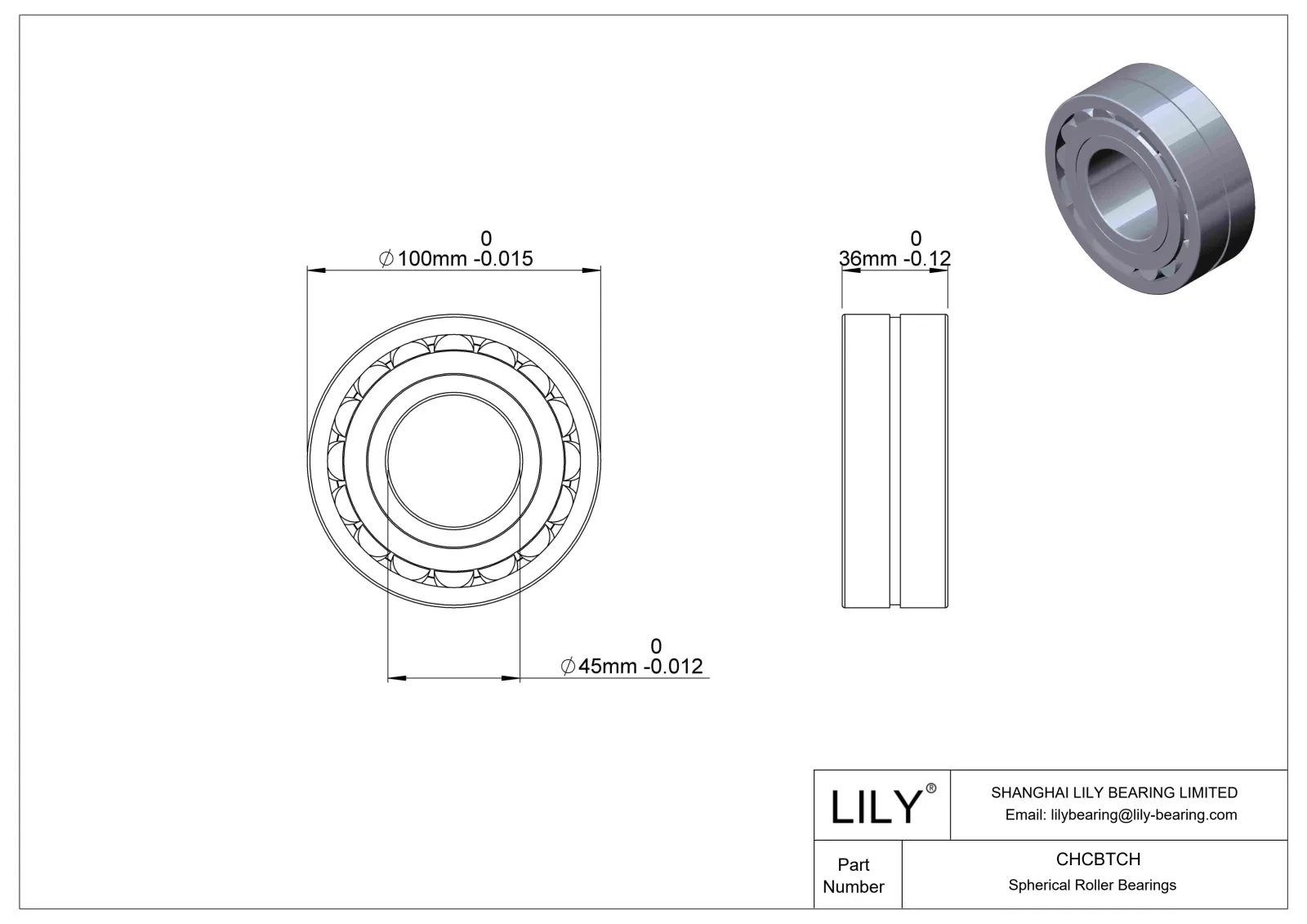 CHCBTCH | Spherical Roller Bearings | LILY Bearing
