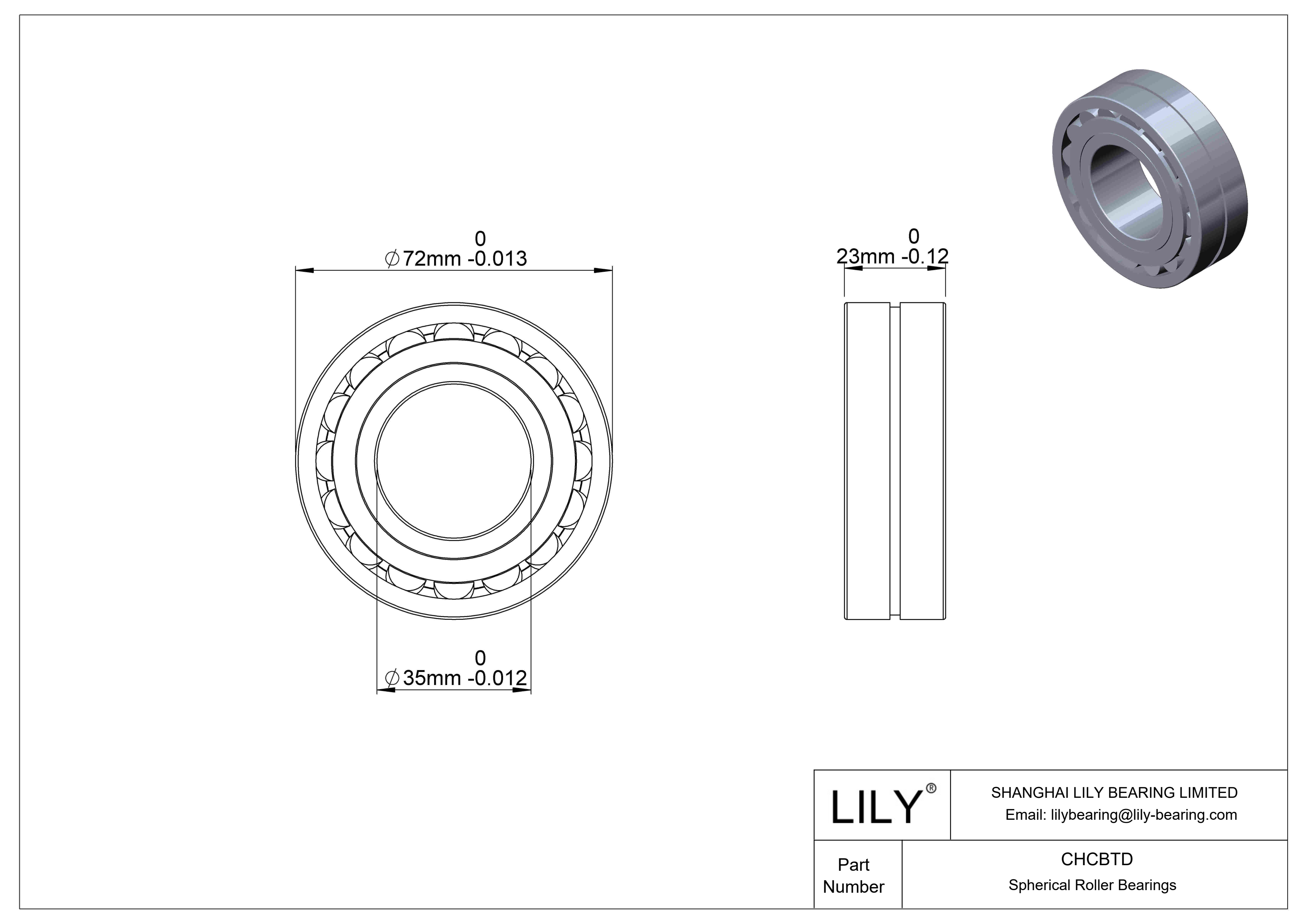 CHCBTD | Spherical Roller Bearings | LILY Bearing