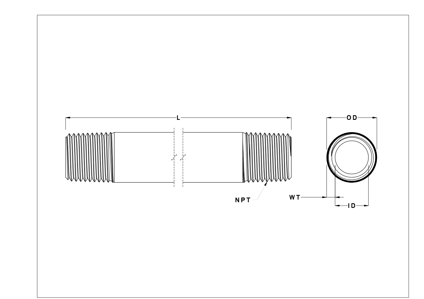4549K555 | Standard-Wall Galvanized Steel Threaded Pipe Nipples and ...