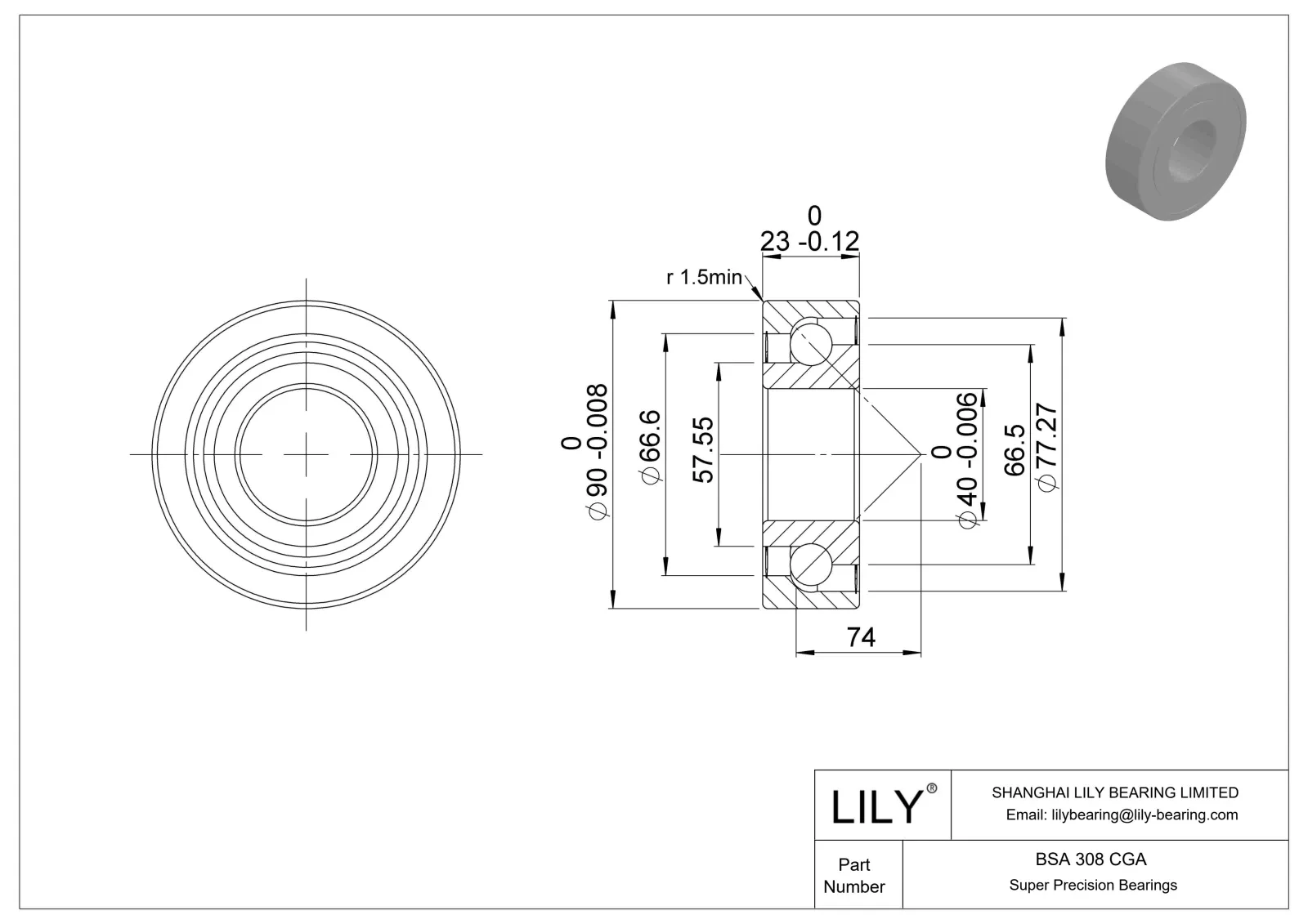 BSA 308 CGA | Super Precision Angular Contact Thrust Ball Bearings For ...
